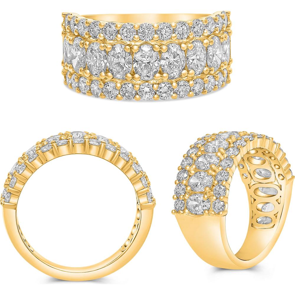 Roman & Jules - 18K Yellow Gold Band with Oval and Round Diamonds - 1 ...