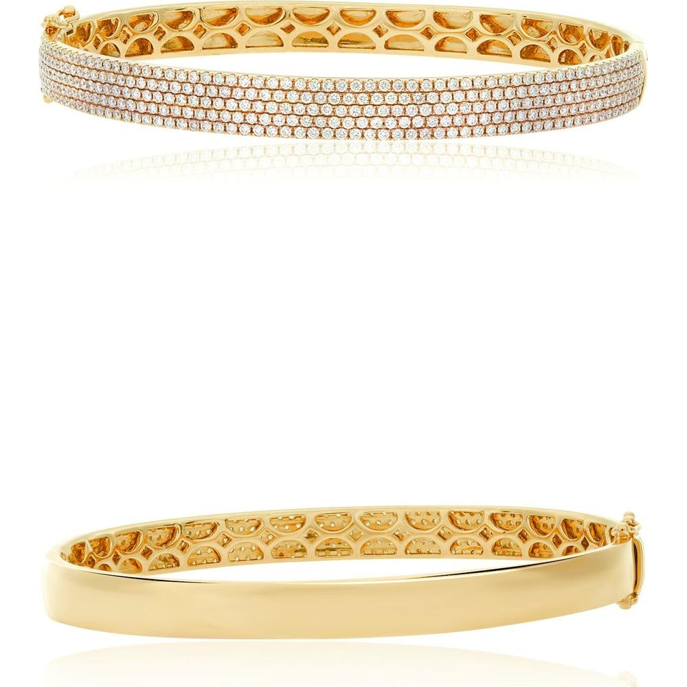 Roman & Jules - 18K Yellow Gold Bangle with 1.89 Carat Round Diamonds ...
