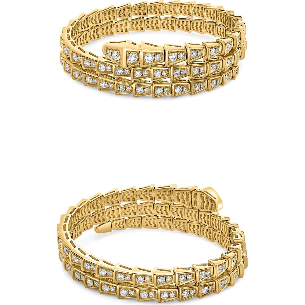 Roman & Jules - 18K Yellow Gold Pave Set Round Diamond Bangle - 5.50 C ...