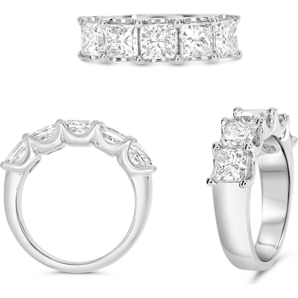Roman & Jules - Platinum Band with Shared U-Prong Princess Cut Diamond ...