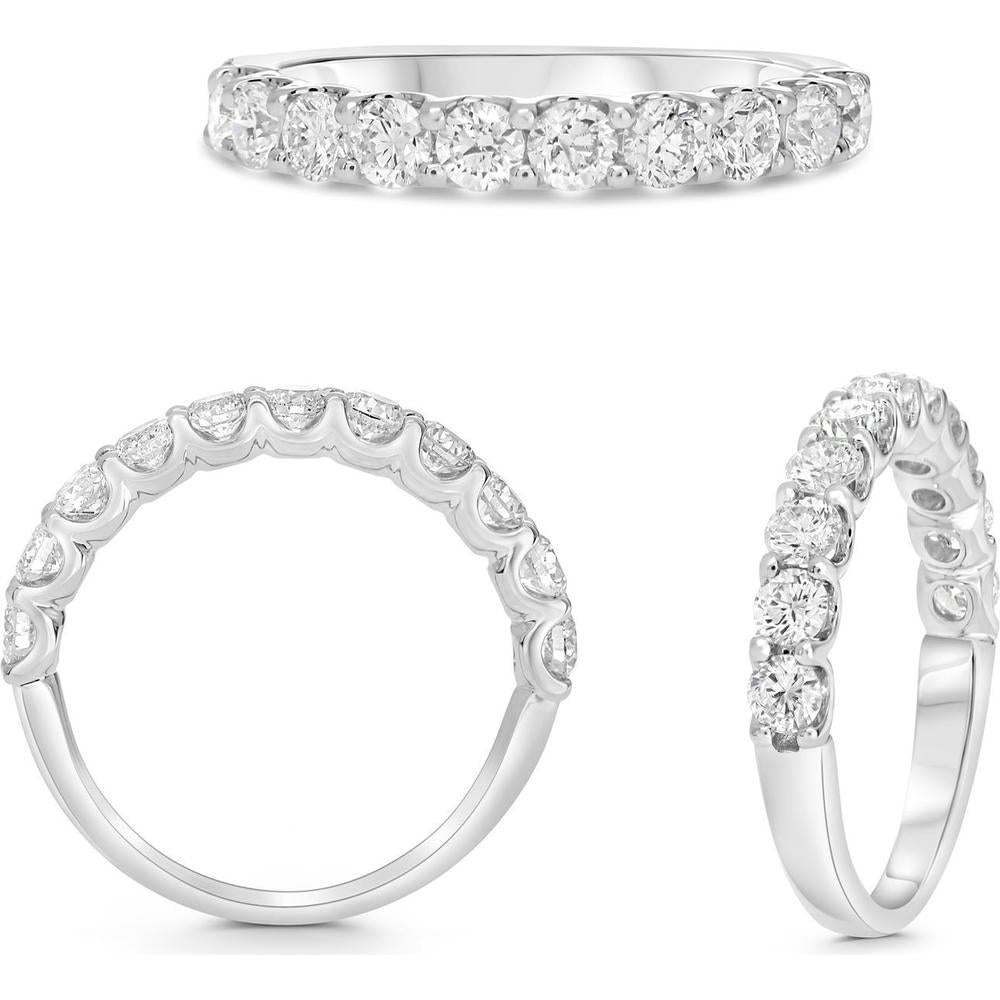 Roman & Jules - Platinum Band with Shared U-Prong Set Round Diamonds ...