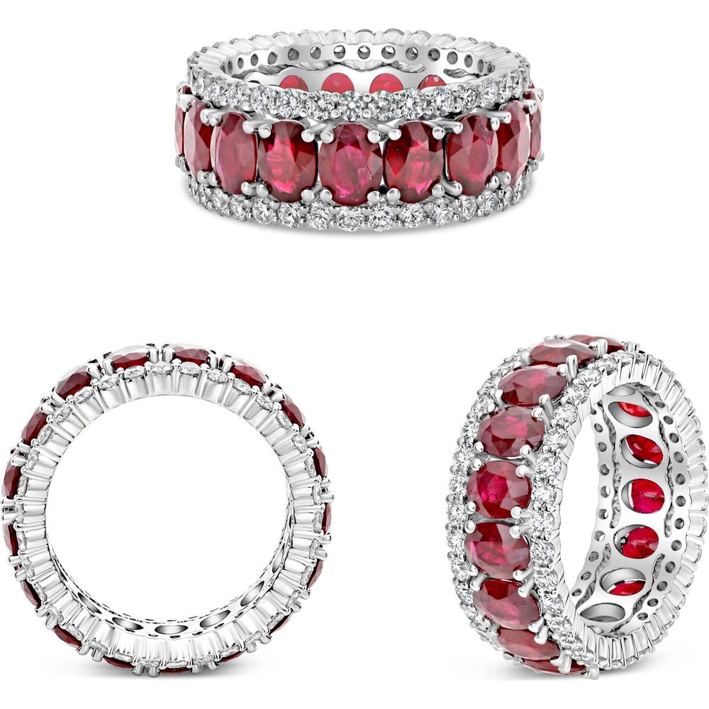 Roman & Jules - Platinum Eternity Band with Oval Rubies and Round Diam ...