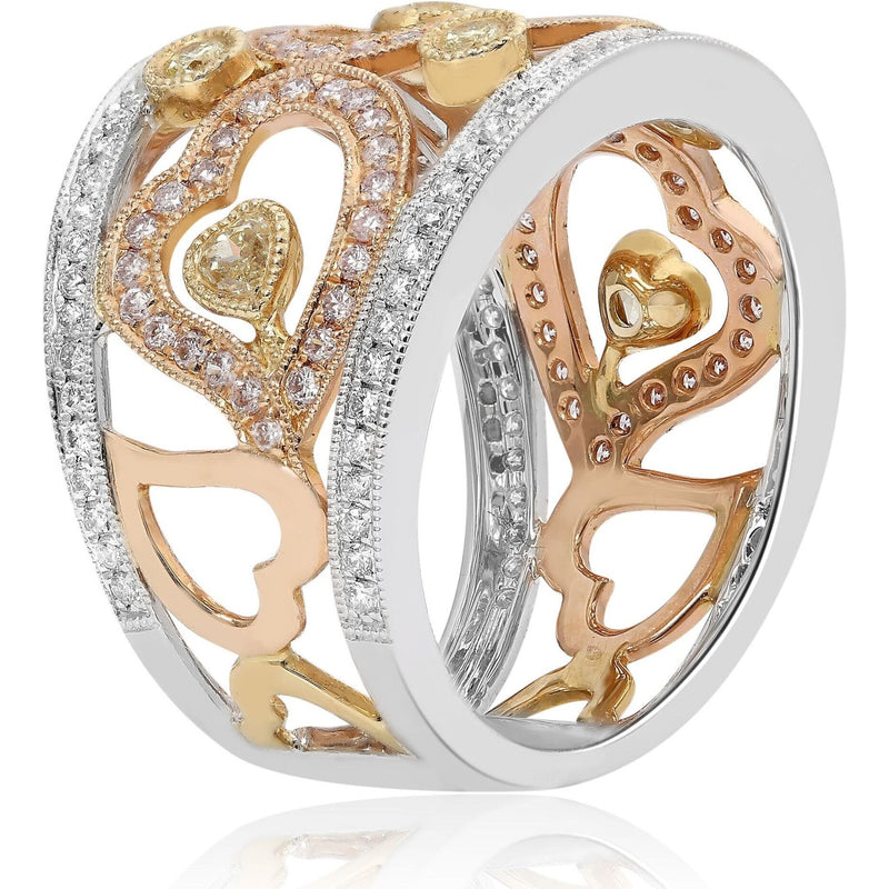 Roman & Jules 18K Gold Heart Symphony Diamond Ring - A Tale of Love an ...