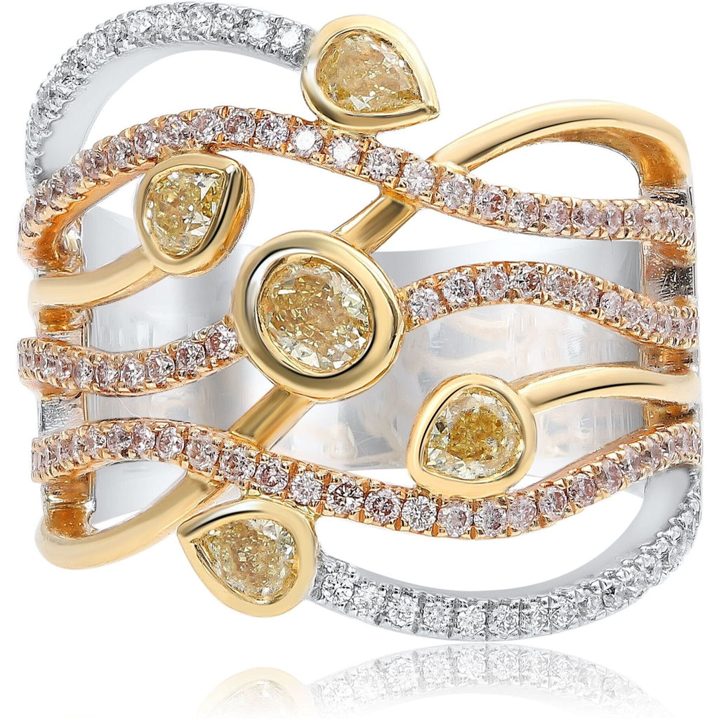 Roman & Jules 18K Tri-Colored Overlapping Diamond Ring - 0.22 Carat Fa ...