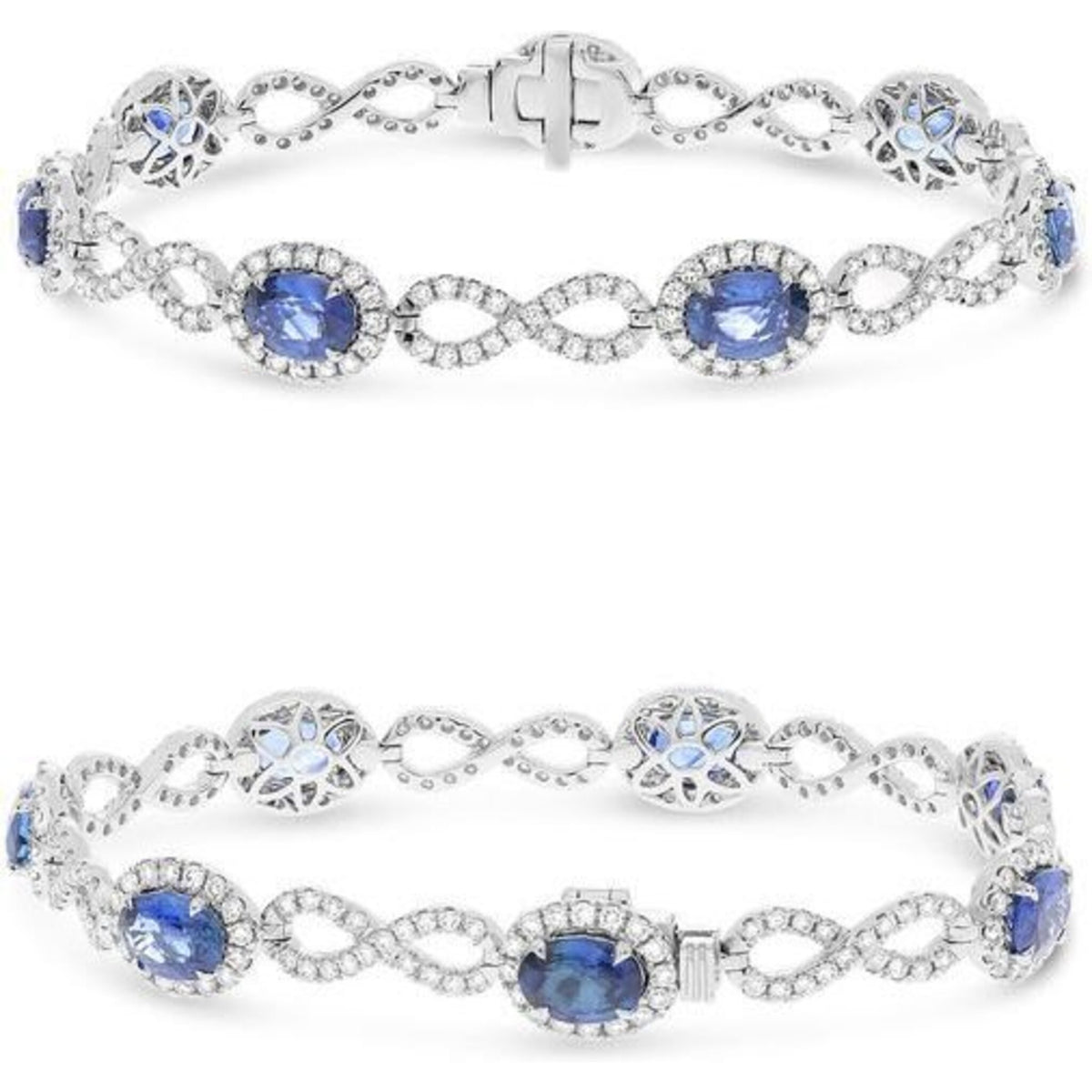 Roman & Jules 18K White Gold Sapphire and Diamond Infinity Bracelet ...