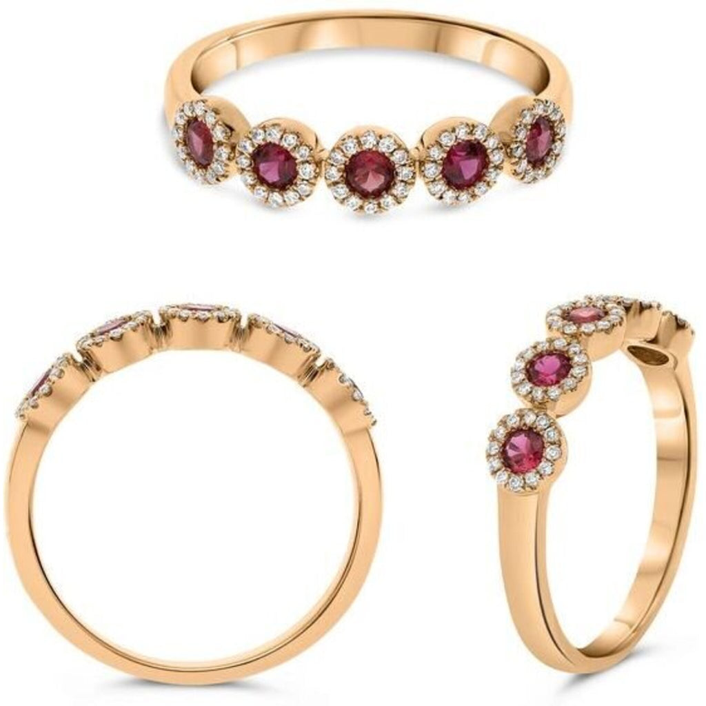 Roman & Jules - 5-Stone Ruby and Diamond Ring in Rose Gold – Robinson's ...