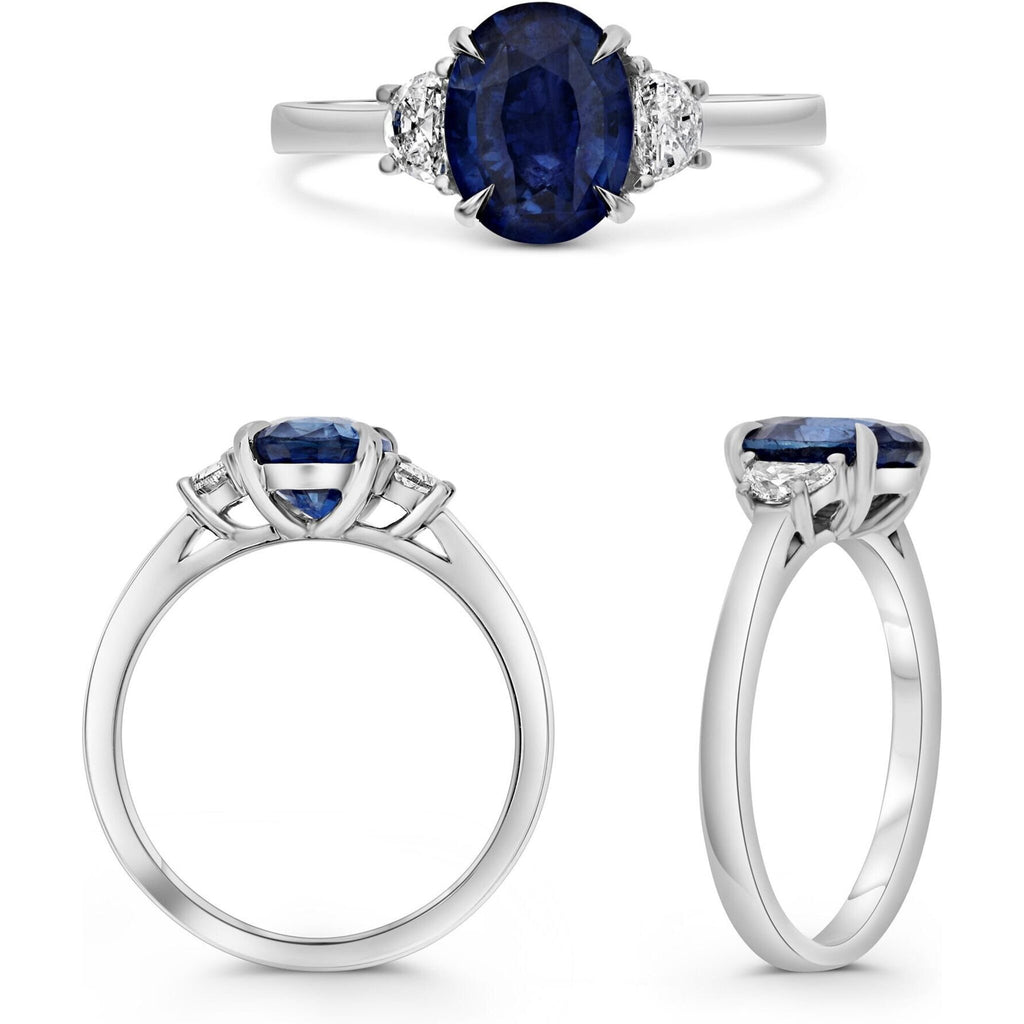 Roman & Jules - Enchanté Oval Sapphire and Diamond Platinum Ring ...