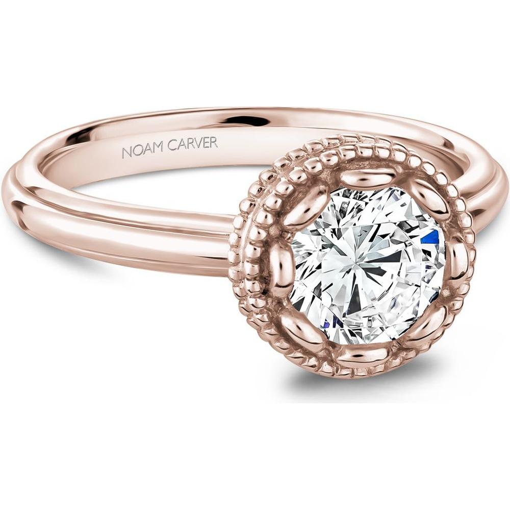 Round Cut Diamond Engagement Ring with Bezel Setting and Beaded Detail ...