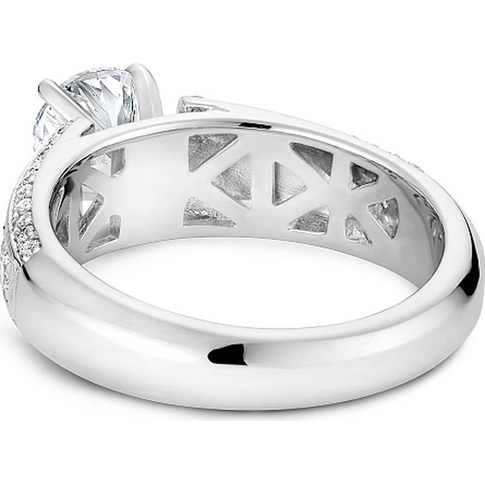 Round Cut Diamond Engagement Ring with Geometric Pattern and Engraving ...