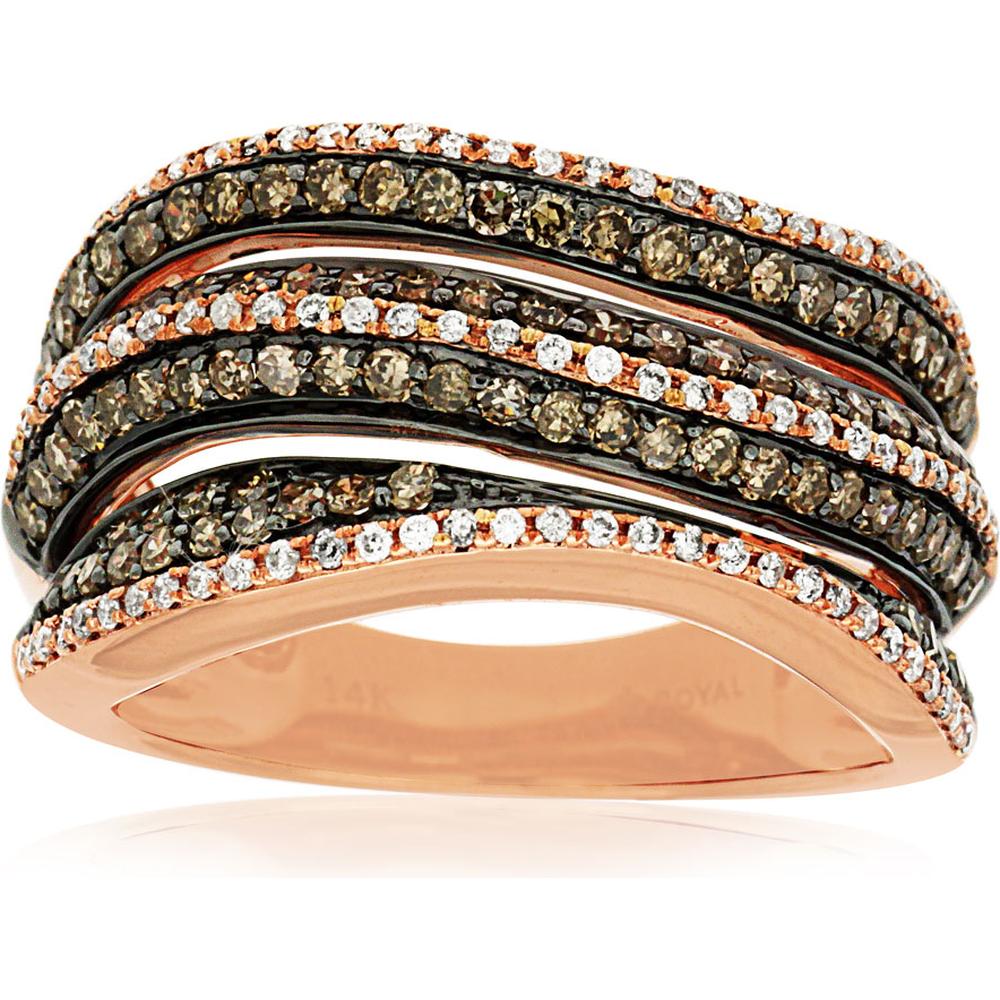 Royal 14K Rose Gold Diamond & Mocha Diamond Ring - 1.13 Carat Total Di ...