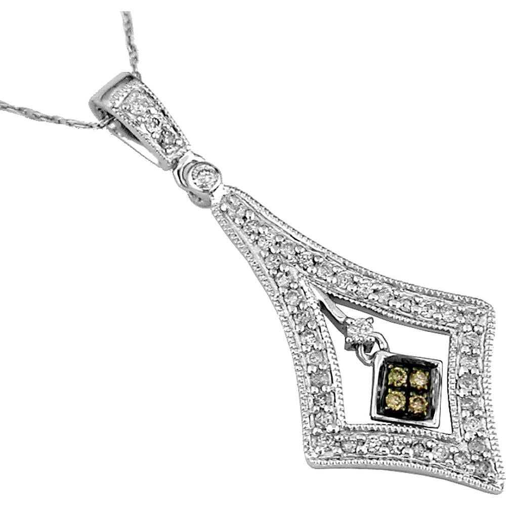 Royal 14K White Gold Diamond & Mocha Diamond Pendant - Timeless Elegan ...