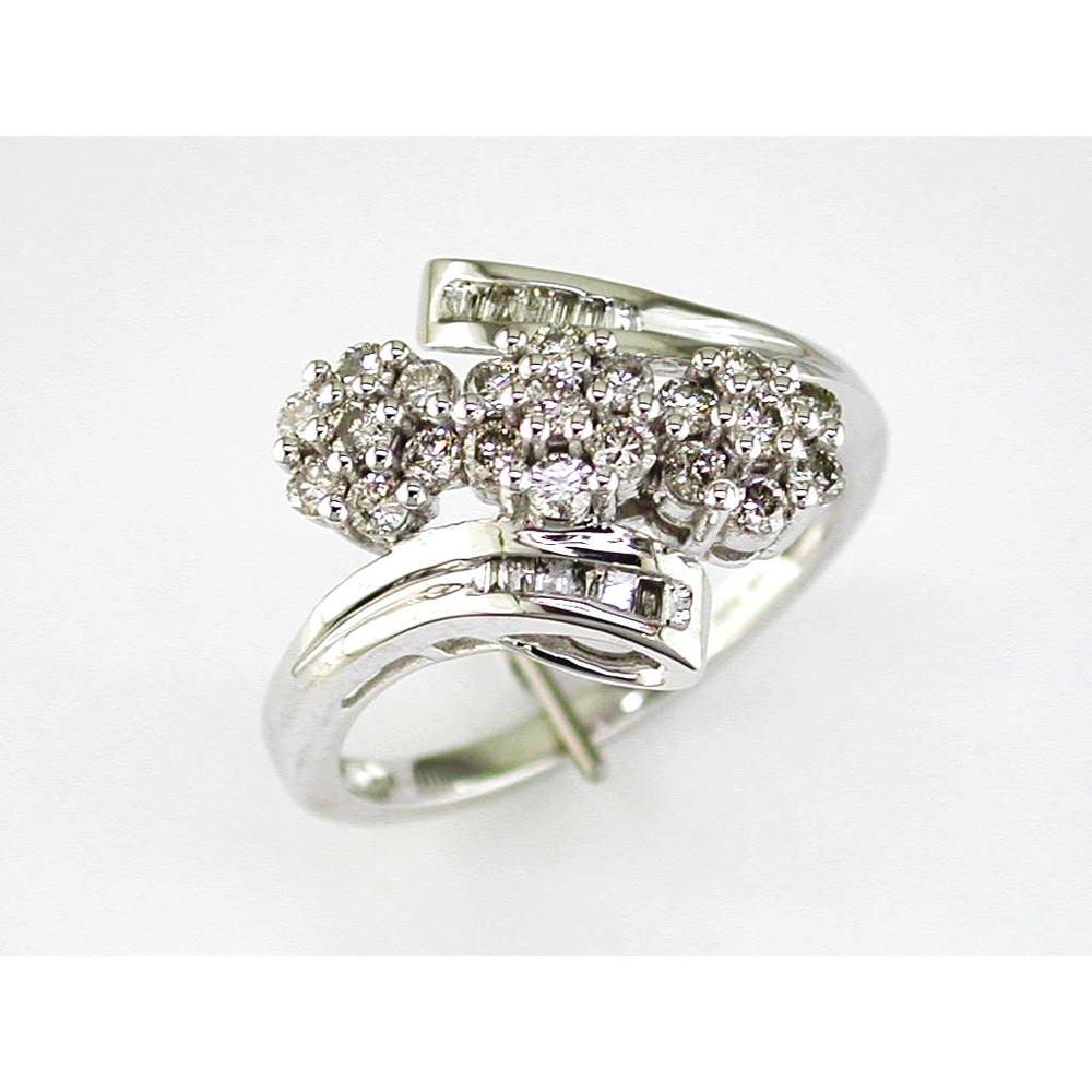 Royal 14K White Gold Diamond Cluster Ring with Round Diamonds - 0.66 C ...