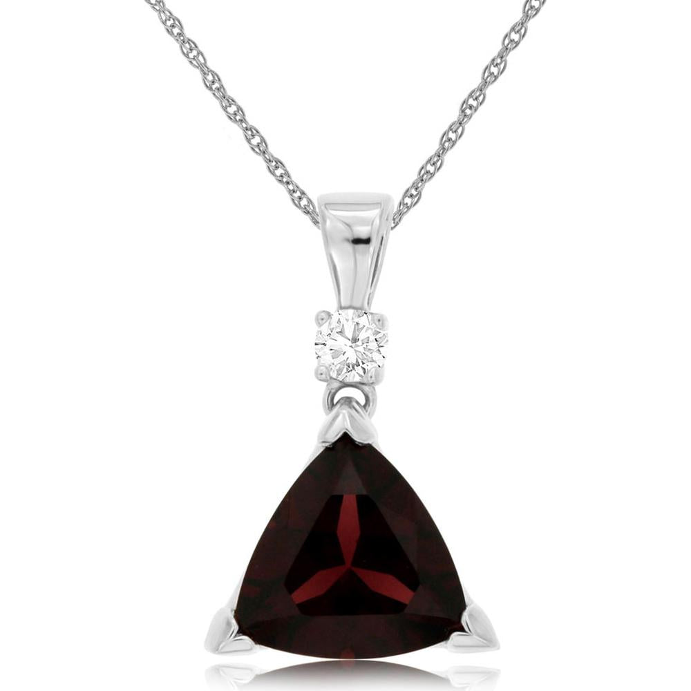 Royal 14K White Gold Garnet & Diamond Pendant with Trillion-Cut Garnet ...