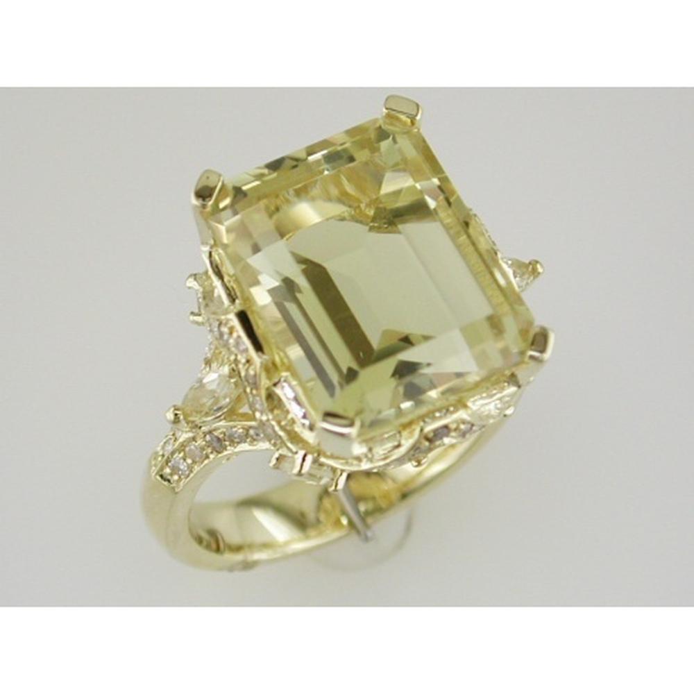 Royal 14K Yellow Gold Diamond & Lemon Quartz Ring - Captivating Elegan ...