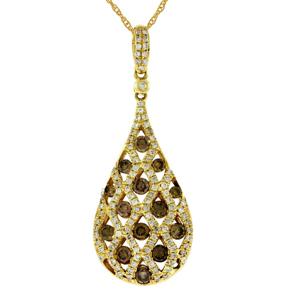 Royal 14K Yellow Gold Diamond & Mocha Diamond Pendant - 1.05 Carats To ...