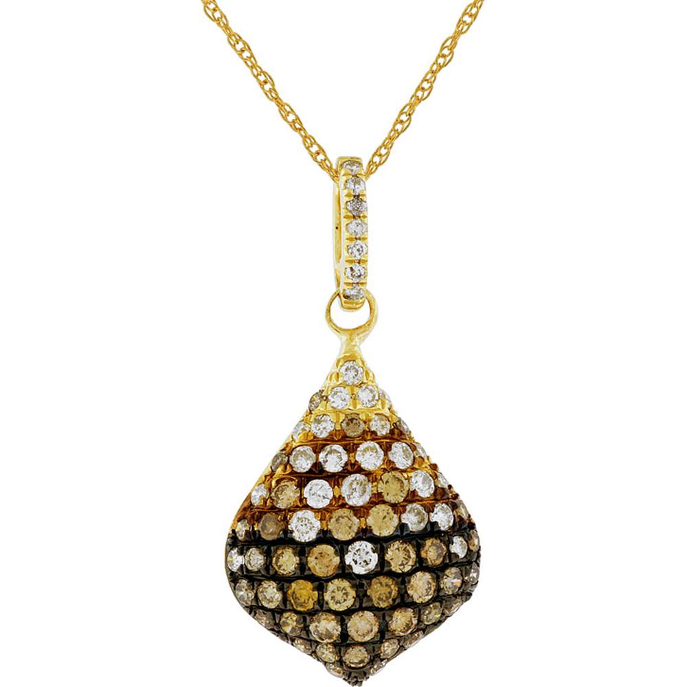 Royal 14K Yellow Gold Diamond & Mocha Diamond Pendant - Radiant Elegan ...