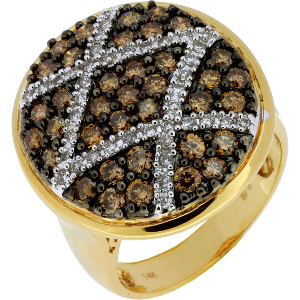 Royal Dazzling 14K Yellow Gold Diamond and Mocha Diamond Ring - Elegan ...