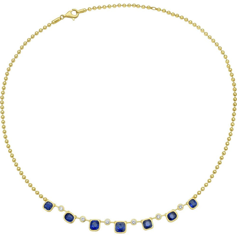 Ruchi New York - Fouquet Blue Sapphire Necklace in 18K Yellow Gold ...