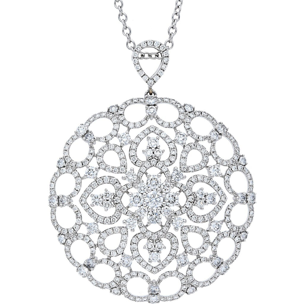Sofer Jewelry - 18K White Gold Clover and Hearts Dome Diamond Pendant ...