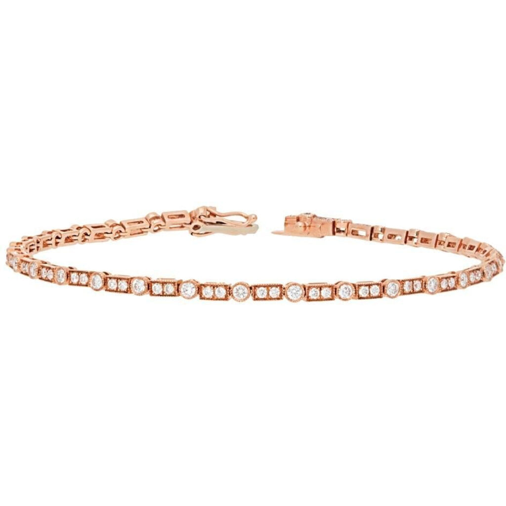 Sofer Jewelry - 14K Rose Gold Diamond Bar and Bezel Bracelet with 1.34 ...