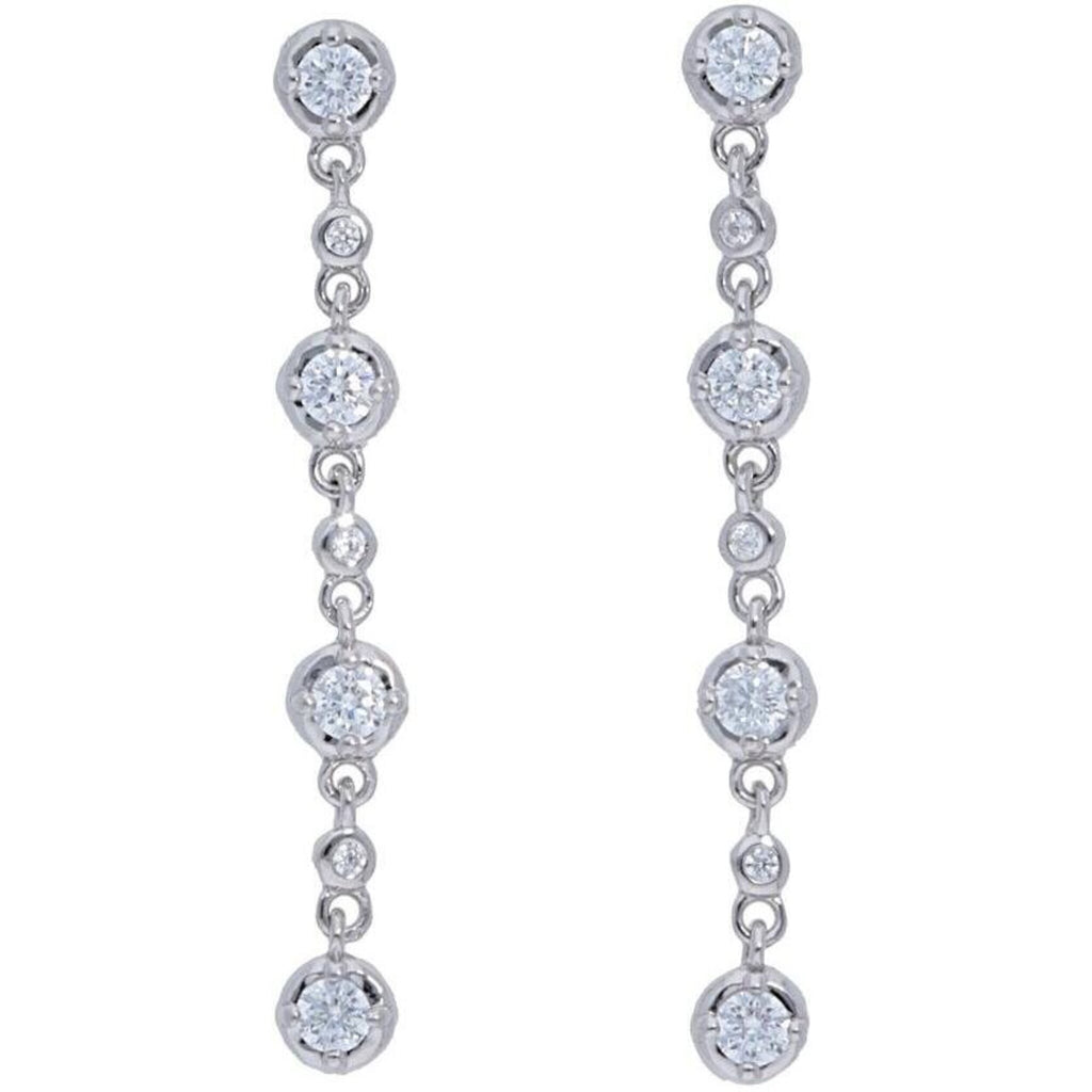 Sofer Jewelry - 14K Yellow Gold Diamond Bezel Prong Drop Stud Earrings ...
