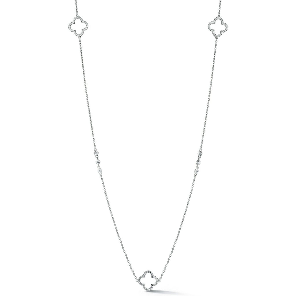 Sofer Jewelry - 14K White Gold Diamond By The Yard Necklace With 5 Ope ...