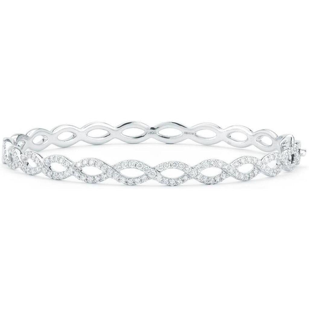 Sofer Jewelry - 14K White Gold 1/2 Way Around Open Diamond Oval Bangle ...