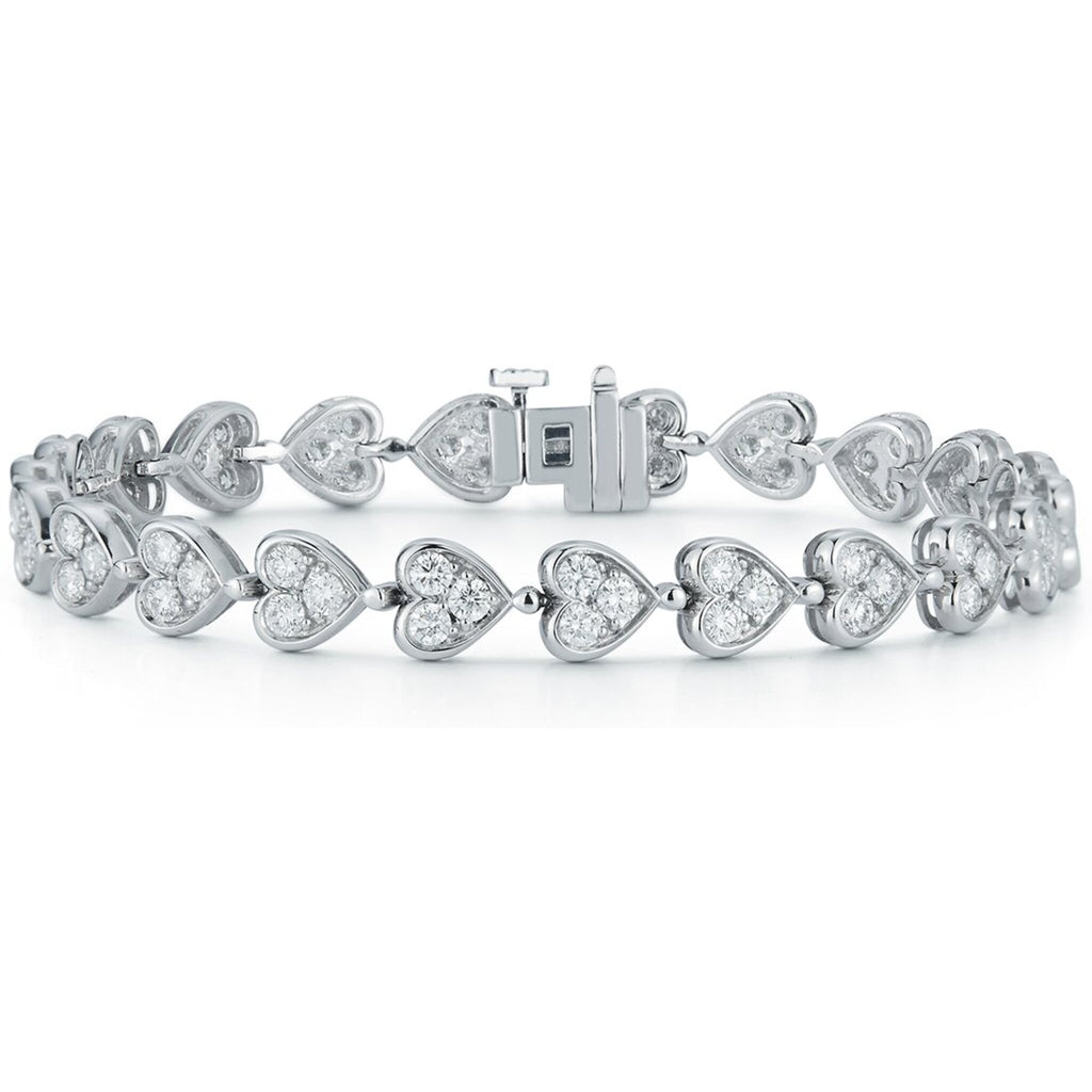 Sofer Jewelry - 14K White Gold Heart Shape Diamond Tennis Bracelet wit ...