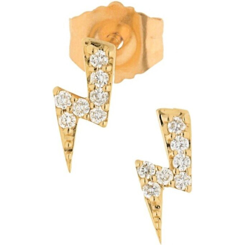 Sofer Jewelry - 14K Yellow Gold Mini Diamond Lightning Bolt Stud Earri ...
