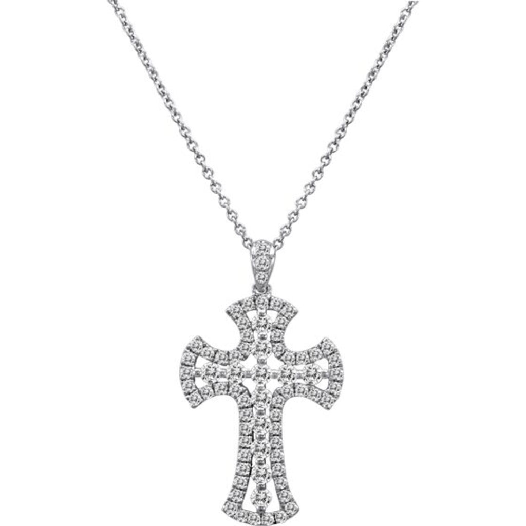 Sofer Jewelry - 18K White Gold Pave Diamond Gothic Cross Pendant with ...
