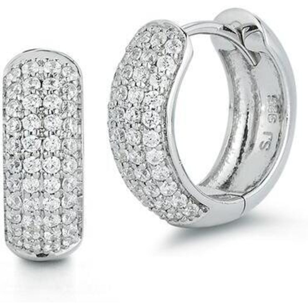 Sofer Jewelry - 14K White Gold Pave Diamond Huggie Earrings with 0.44 ...