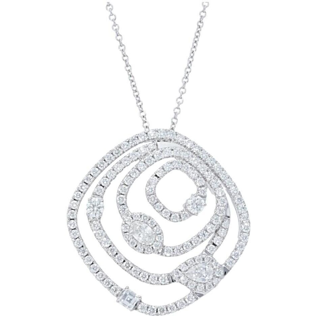 Sofer Jewelry - 18K White Gold Pave Diamond Rounded Square With Multi ...