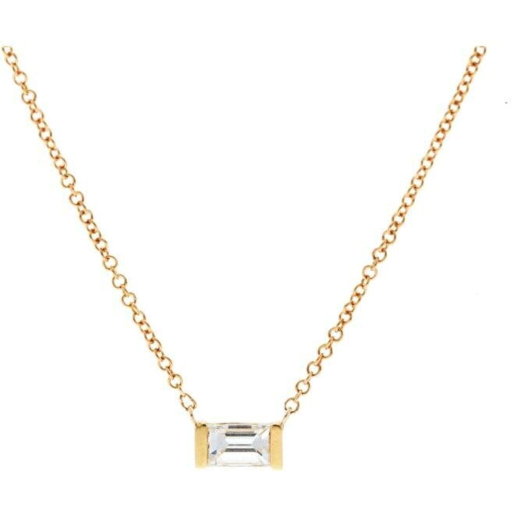 Sofer Jewelry - 18K Yellow Gold Straight Baguette Diamond Bezel Neckla ...