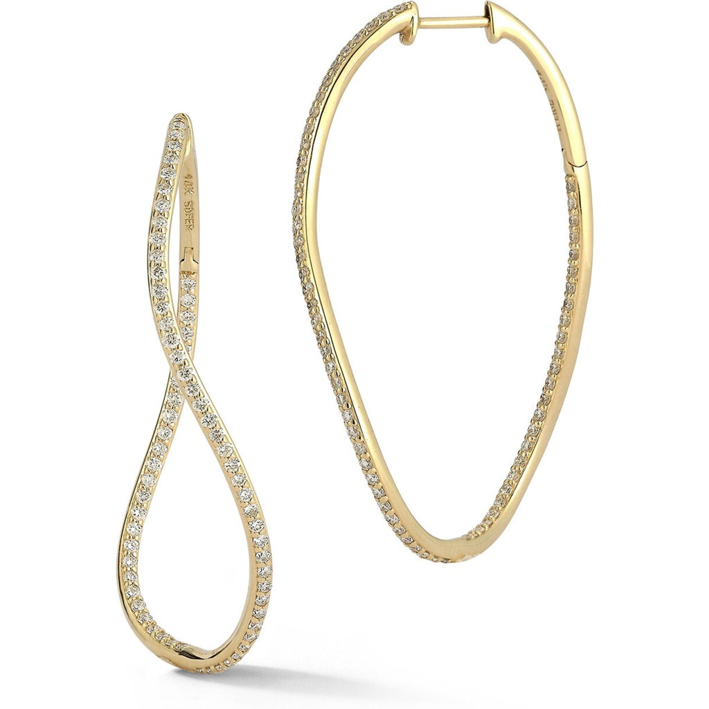 Sofer Jewelry - 14K Yellow Gold Wavy Diamond Inside Out Hoop Earrings ...