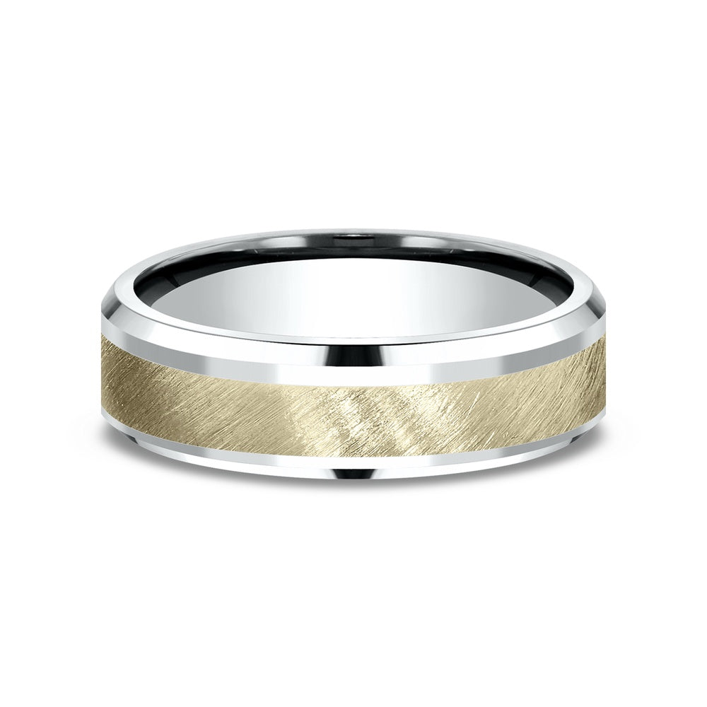 The Caesar Men's Wedding Band in 14K White and Yellow Gold - 6mm Width ...