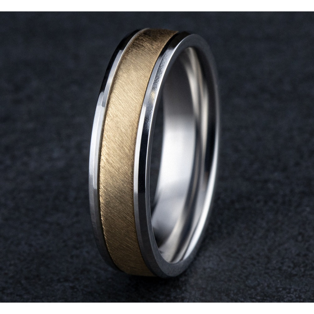 The Caesar Men's Wedding Band in 14K White and Yellow Gold - 6mm Width ...