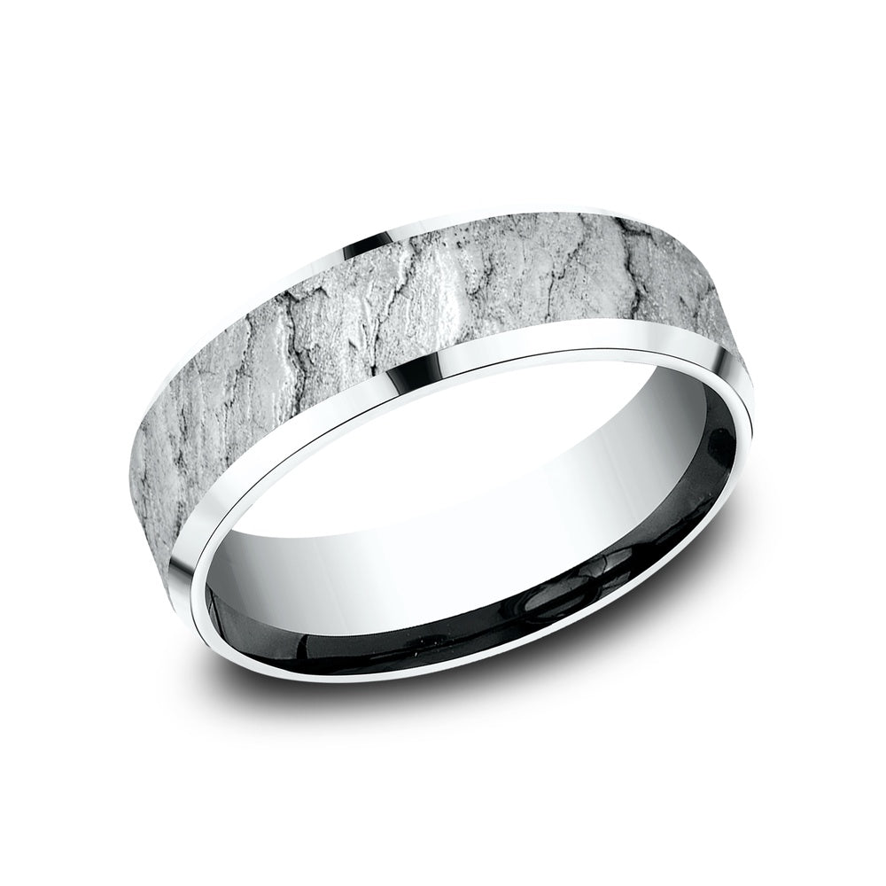 The Caldera Men's Wedding Band in 14K White Gold - 7mm by Benchmark ...