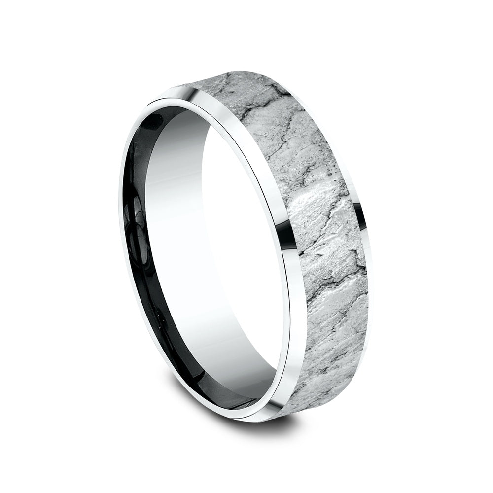 The Caldera Men's Wedding Band in 14K White Gold - 7mm by Benchmark ...