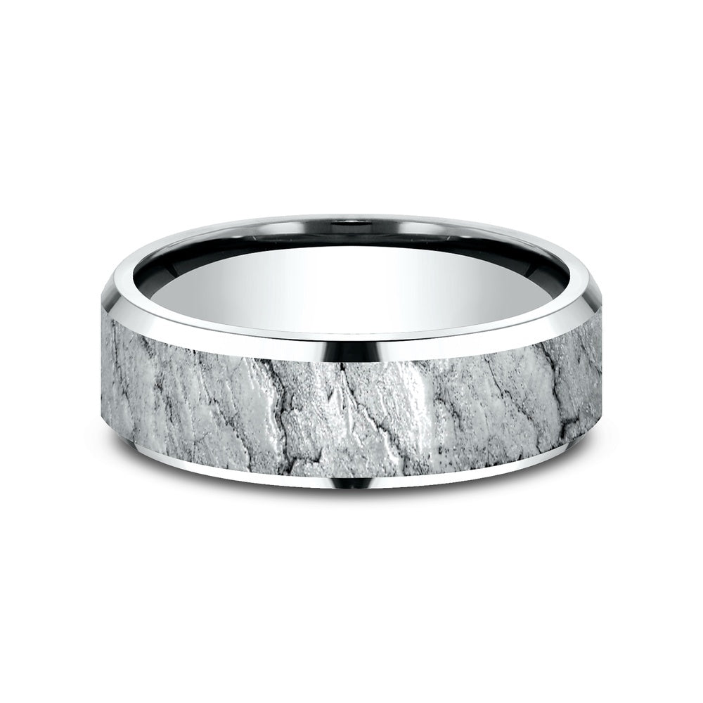 The Caldera Men's Wedding Band in 14K White Gold - 7mm by Benchmark ...