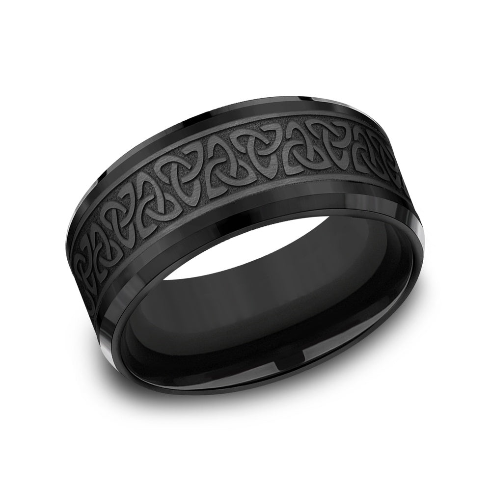 The Galway Men's Wedding Band in Black Titanium - 9mm Width by Forge ...