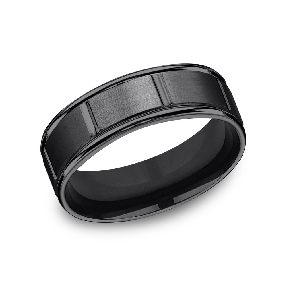 The Gambit Men's Wedding Band in Black Titanium - 7mm Width by Forge ...