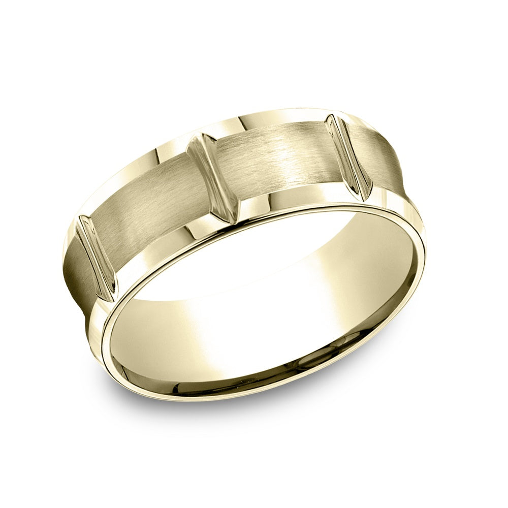 The Gauntlet Men's Wedding Band in 14K Yellow Gold - 7.5mm Width by Be ...