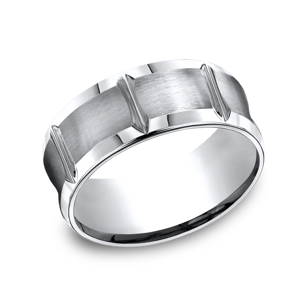 The Gauntlet Men's Wedding Band in White Cobalt - 9mm Width by Forge ...