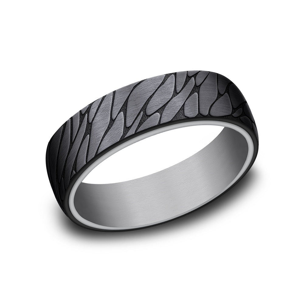 The Goodman Men's Wedding Band in Grey Tantalum and Black Titanium - 6 ...