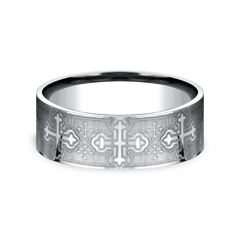The Joust Men's Wedding Band in White Cobalt - 7.5mm Width by Forge ...