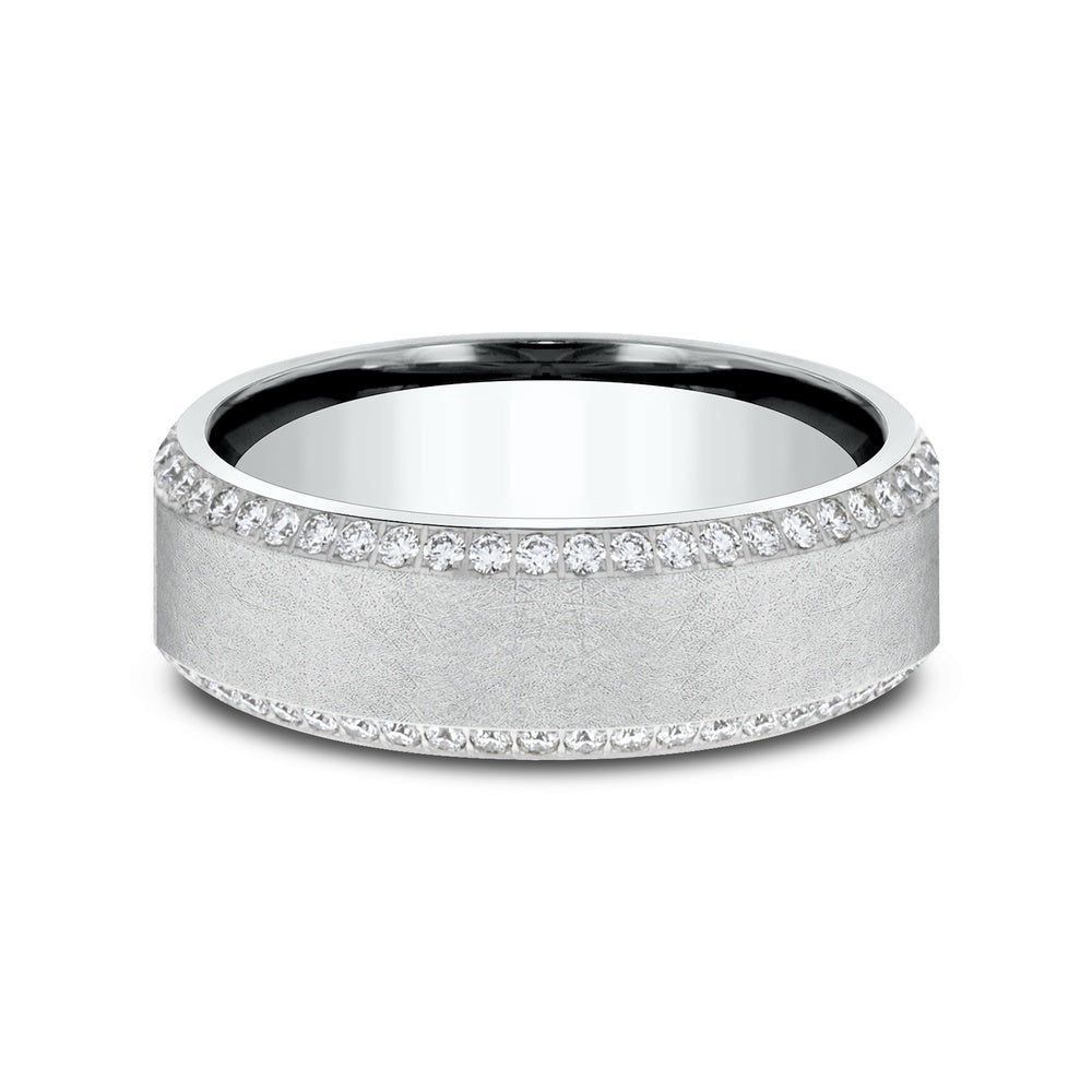 The Lancelot Men's Wedding Band in 14K White Gold - 7mm Width by Bench ...