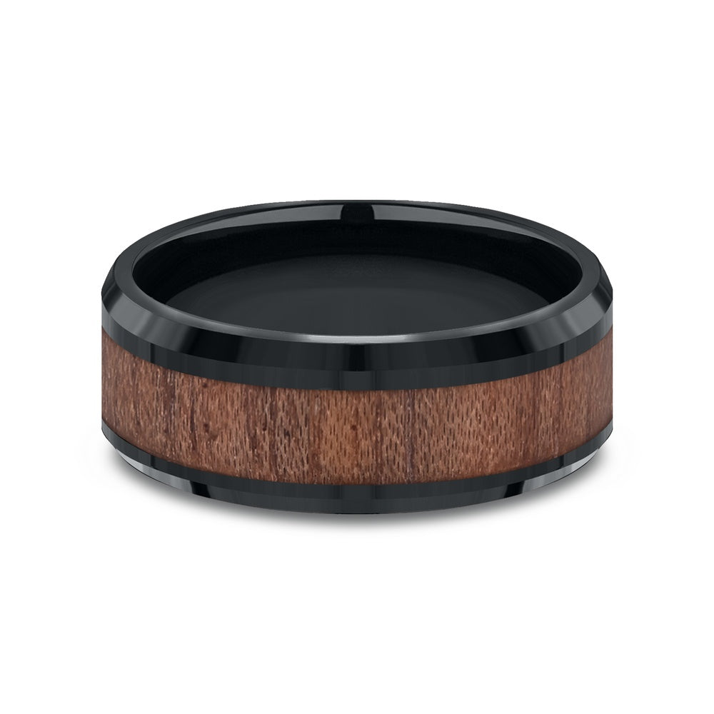 The Maker Men's Wedding Band in Black Cobalt and Wood - 8mm Width by F ...
