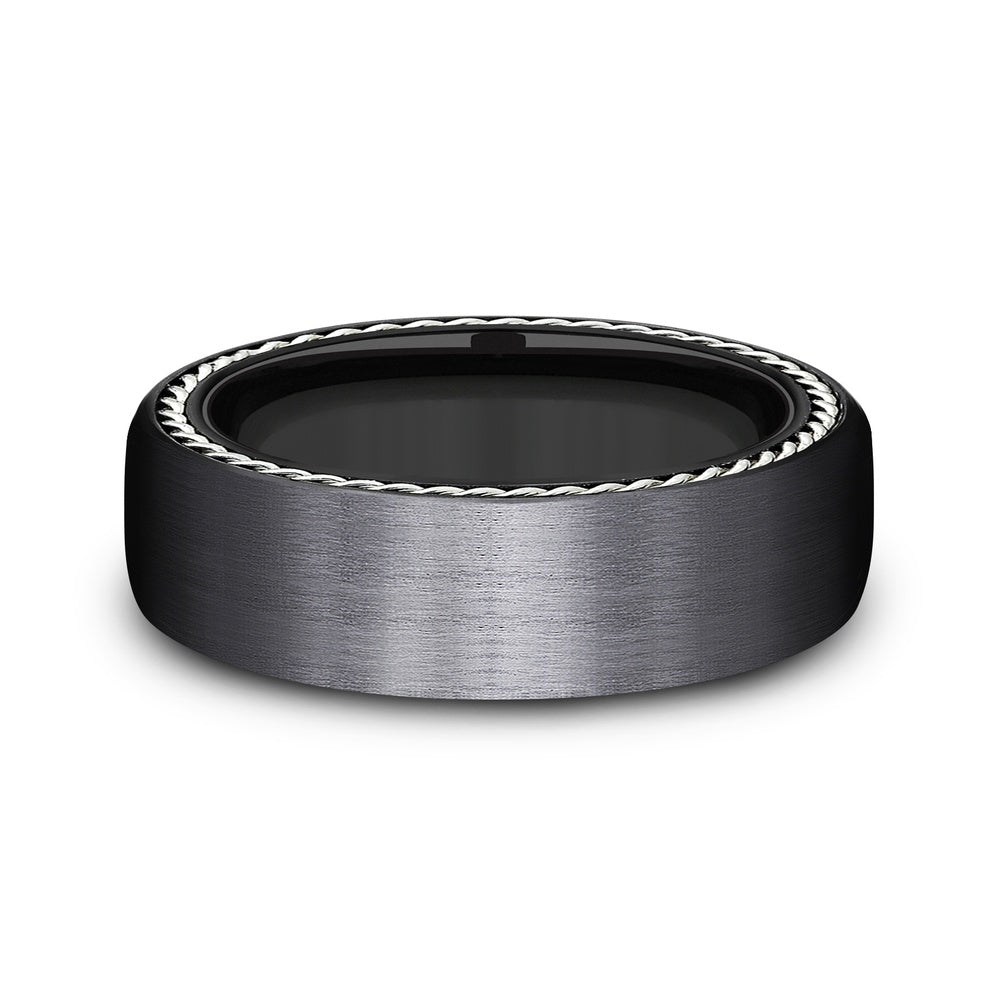The Port Men's Wedding Band in Black Titanium - 7.5mm Width by Forge ...