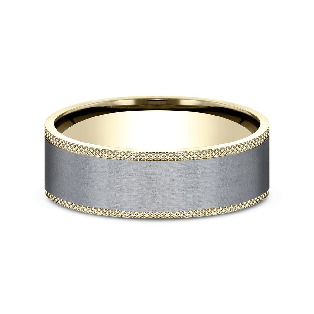 The Rogue Men's Wedding Band in 14K Yellow Gold and Grey Tantalum - 7m ...