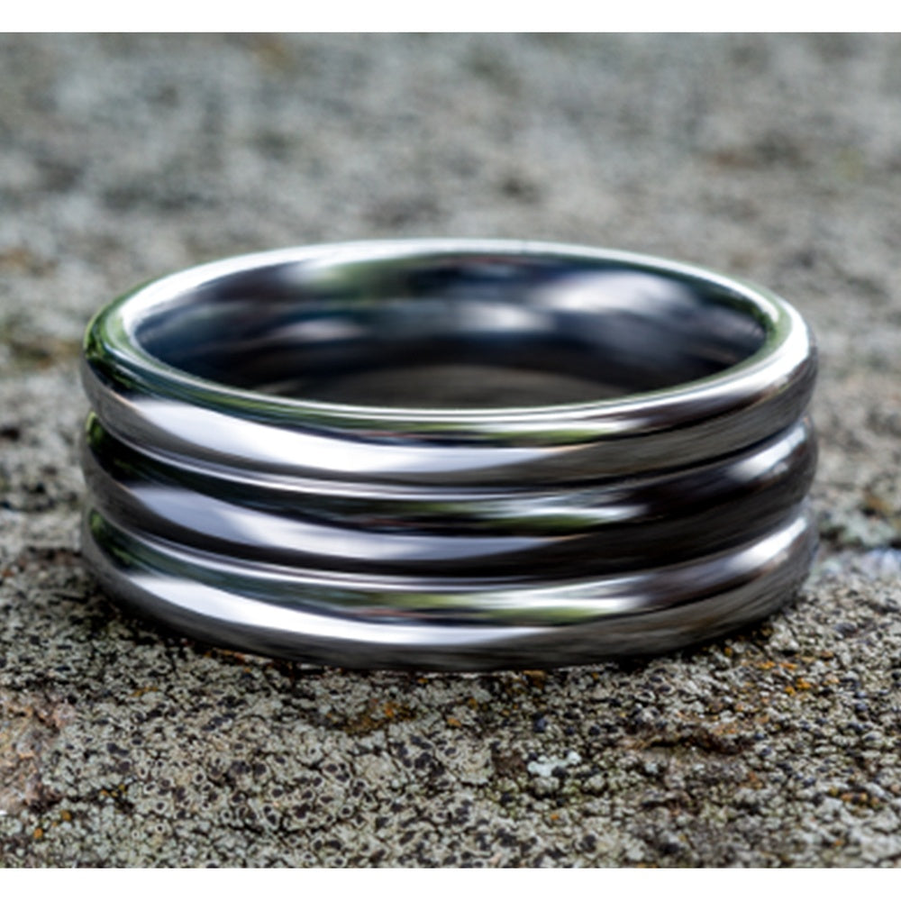 The Specter Men's Wedding Band in Tungsten and Black Ceramic - 8.5mm W ...